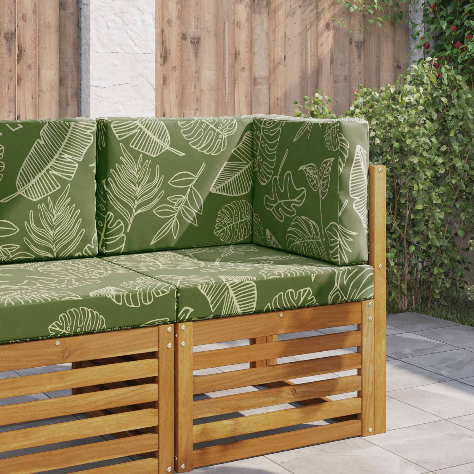 Coussin de canapé d'extérieur 3 pcs Modèle feuille Polyester | Leroy Merlin