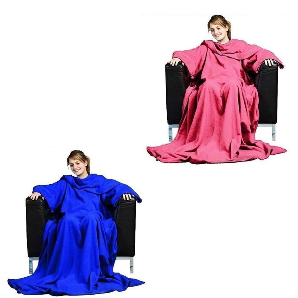 COPERTA CON MANICHE PLAID CALDO INVERNO UNISEX UOMO DONNA SOFFICE CASA ...