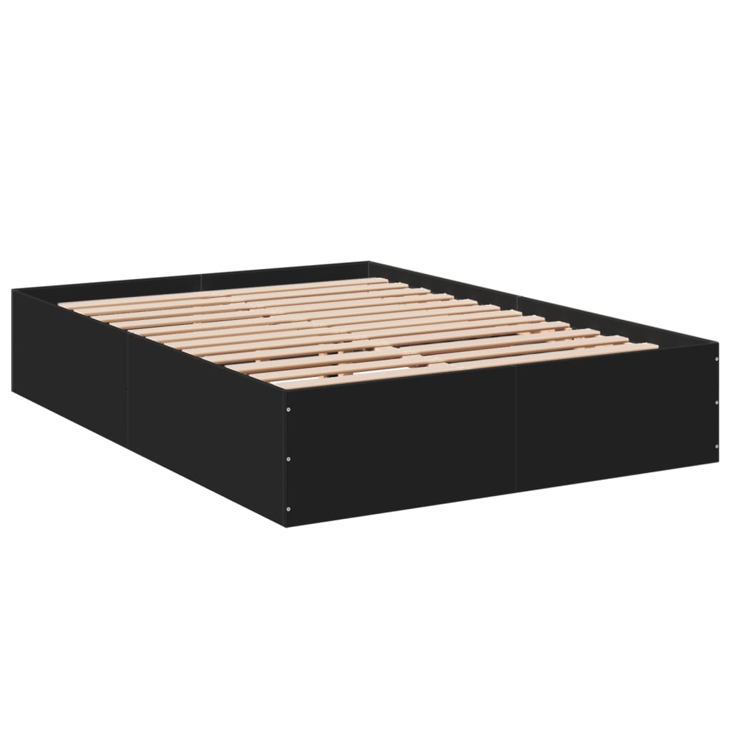 Lit double | Lit adulte | Cadre de lit noir 120x200 cm bois d ...