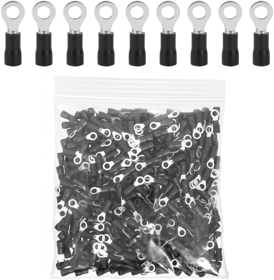 RV3.5 100 Pièces Noir M4 Connecteur à Sertir Anneau 4,3mm Cuivre Anneau Électrique Fil de ...