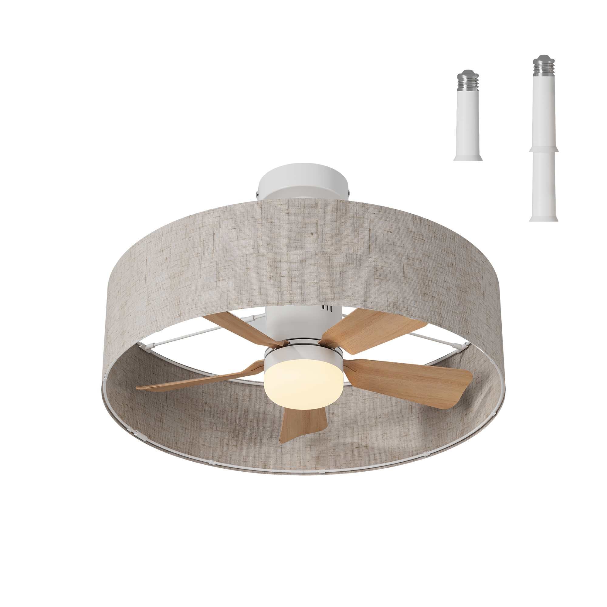 Ventilador de techo LED nórdico de lino regulable con control APP, 3 ...