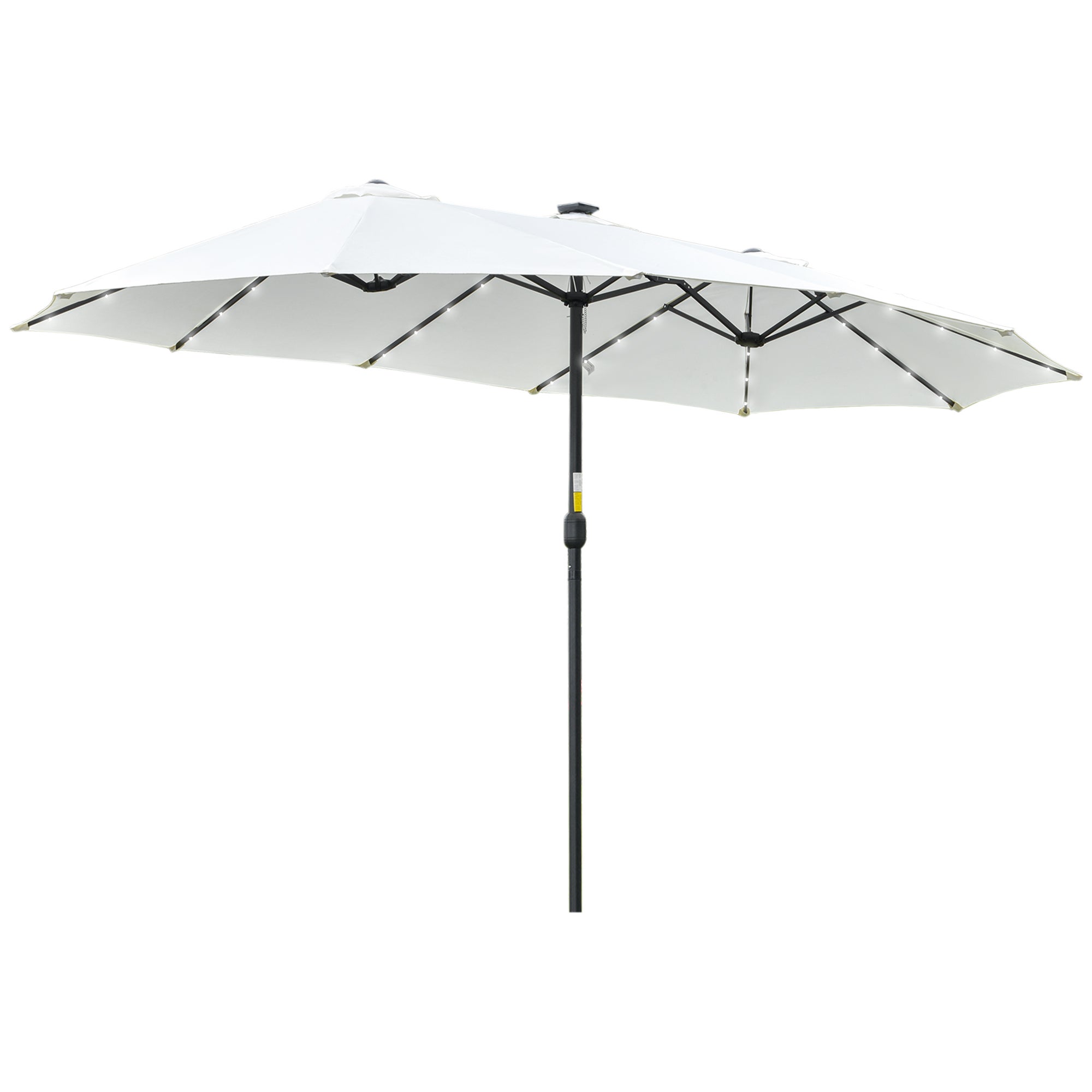 Parasol double 48 lumières LED 4.5x2.65 m manivelle protection solaire ...