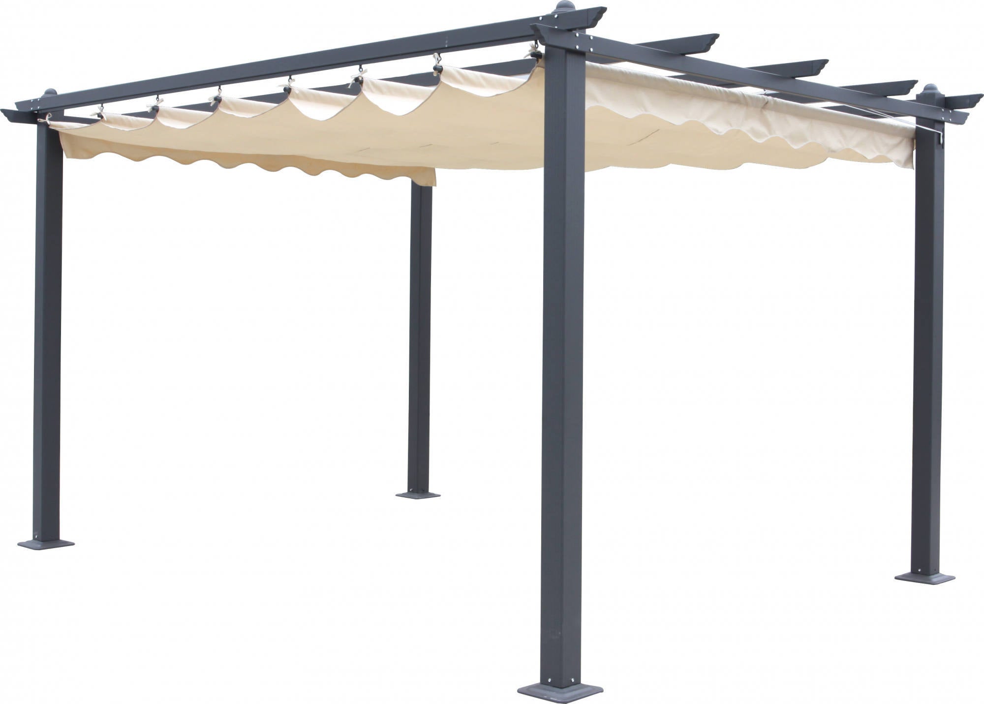 Pérgola de jardín con techo corredizo, estructura color antracita y ...