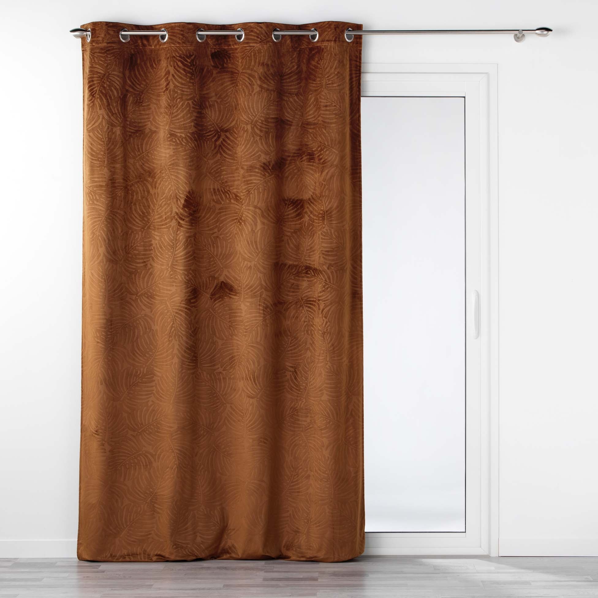 Rideau occutant 140 x 240 cm en velours relief Analia Camel | Leroy Merlin