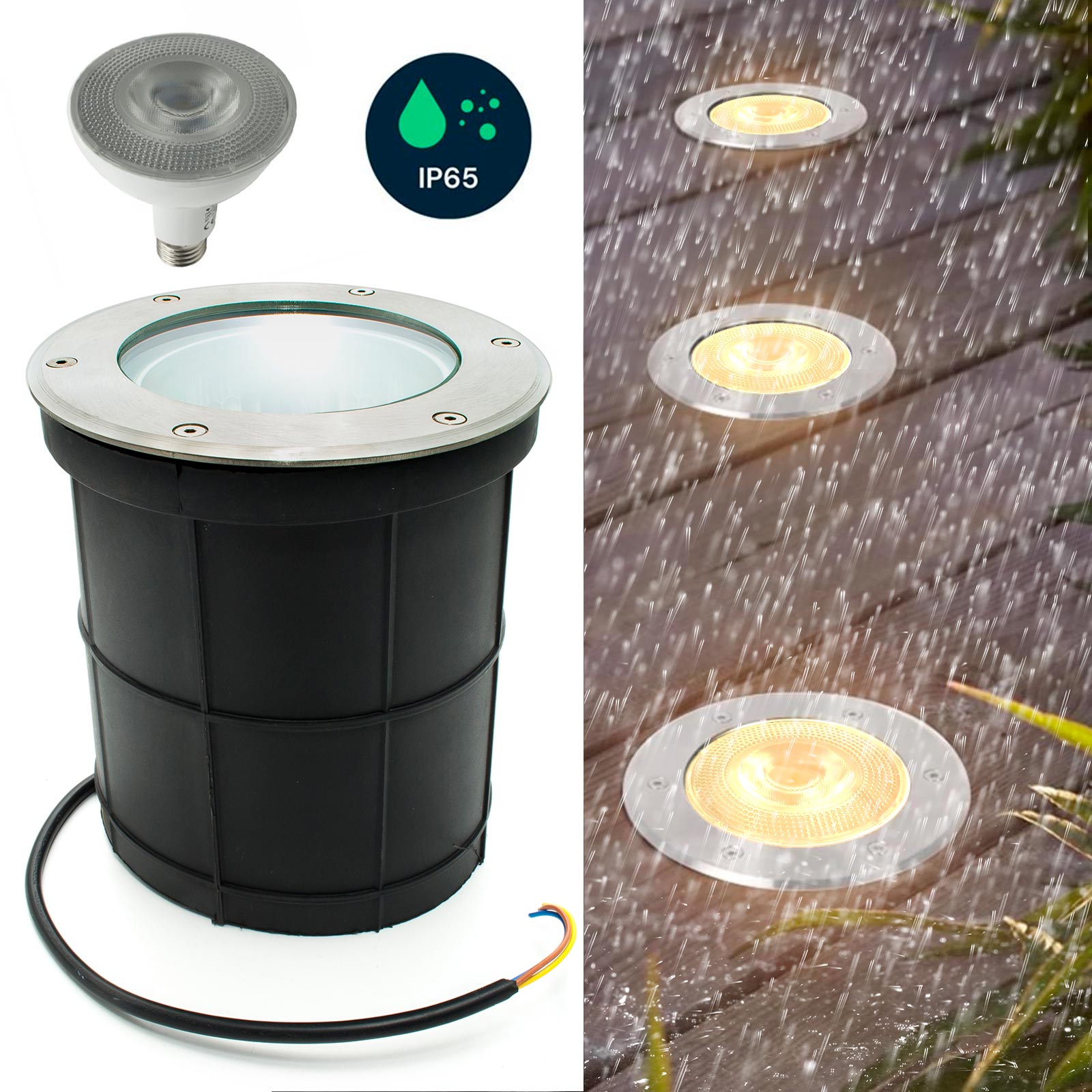 Faretto calpestabile da incasso impermeabile IP65 LED E27 SPOT PAR30 ...
