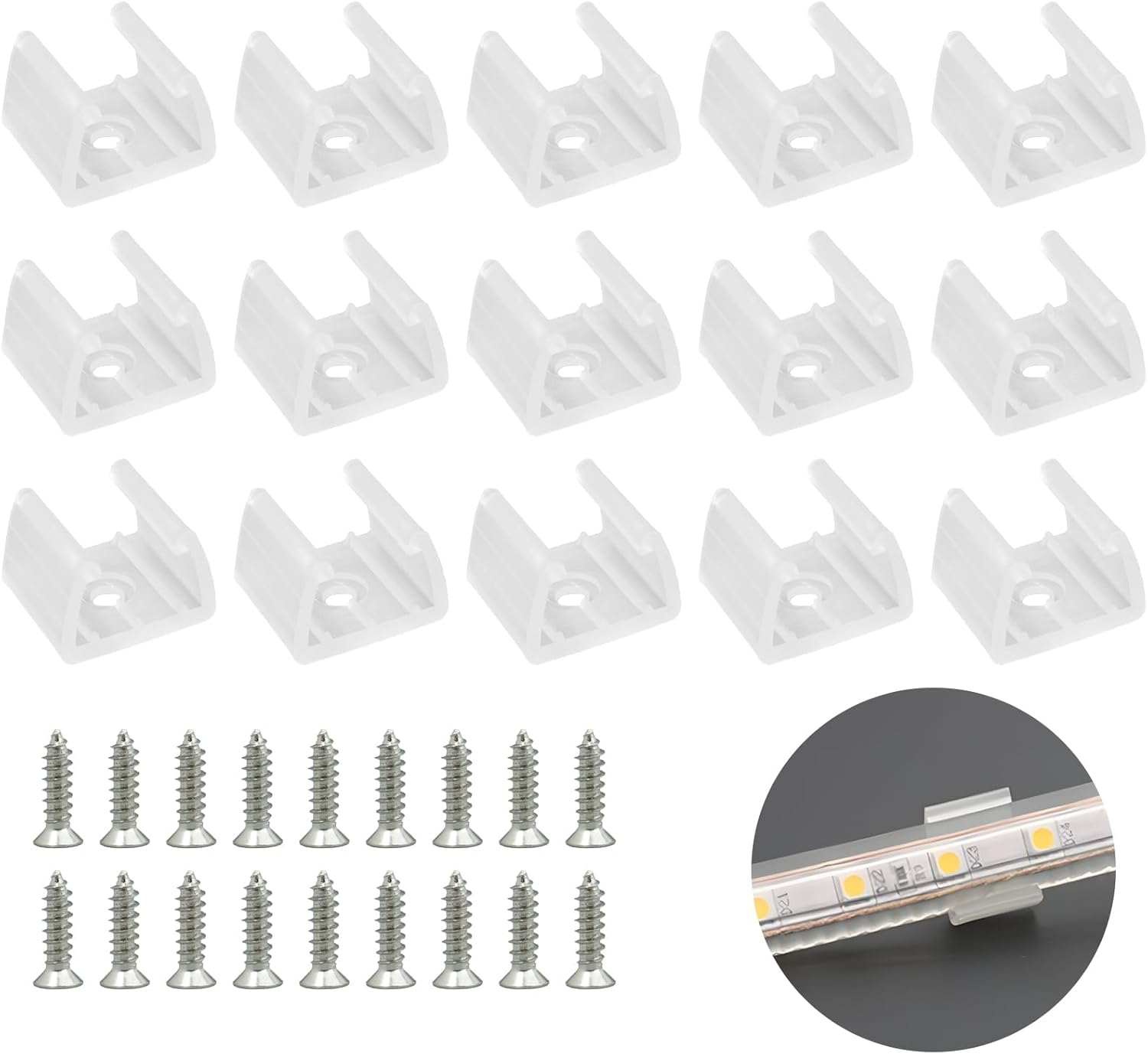 Blanc 50 Pièces Fixation Ruban LED, LED Néon Montage Clips Support ...