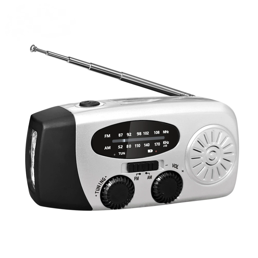 Radio de emergencia con manivela y linterna LED, radio portátil AM/FM ...