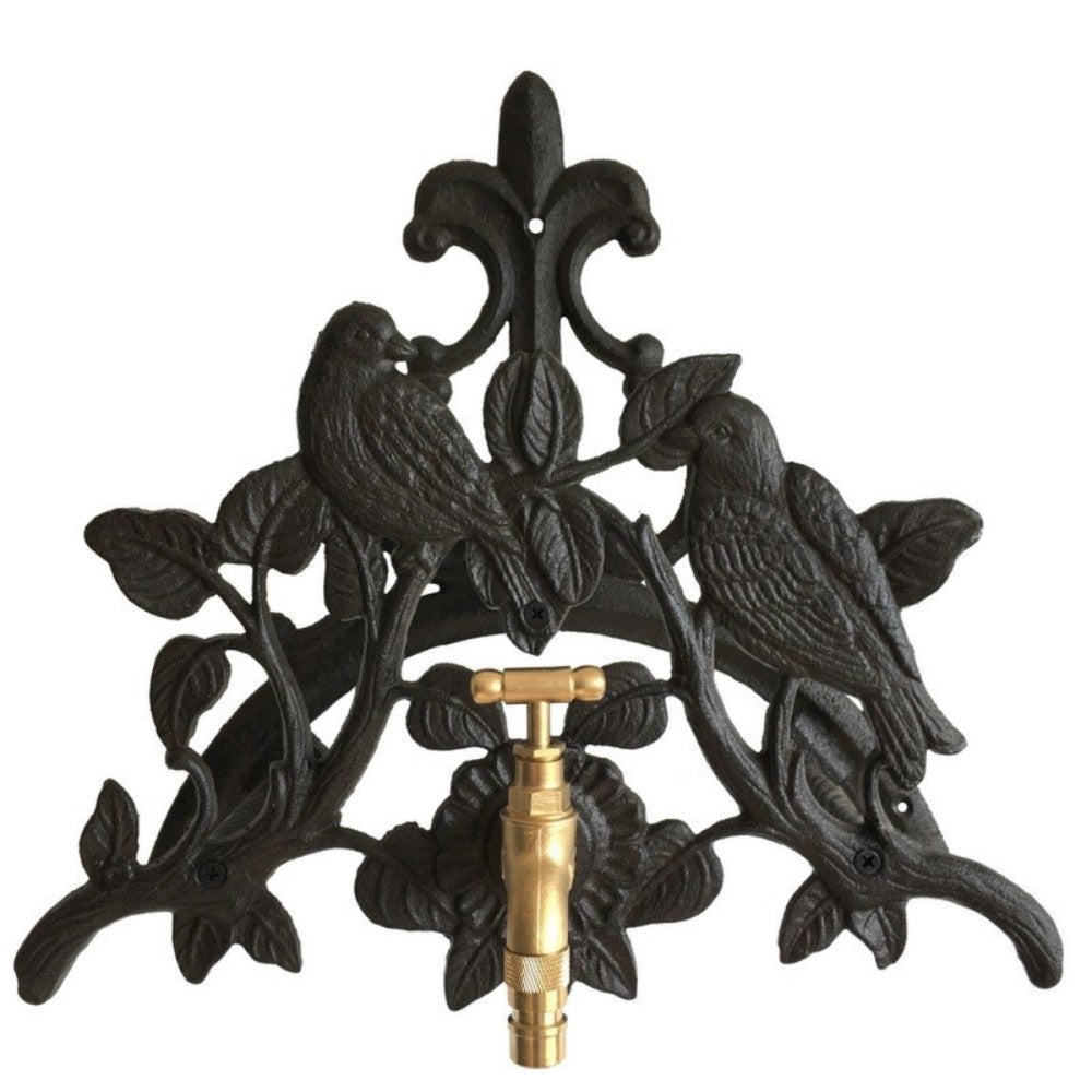 Enrouleur support mural porte tuyau arrosage robinet fonte noire 34cm ...