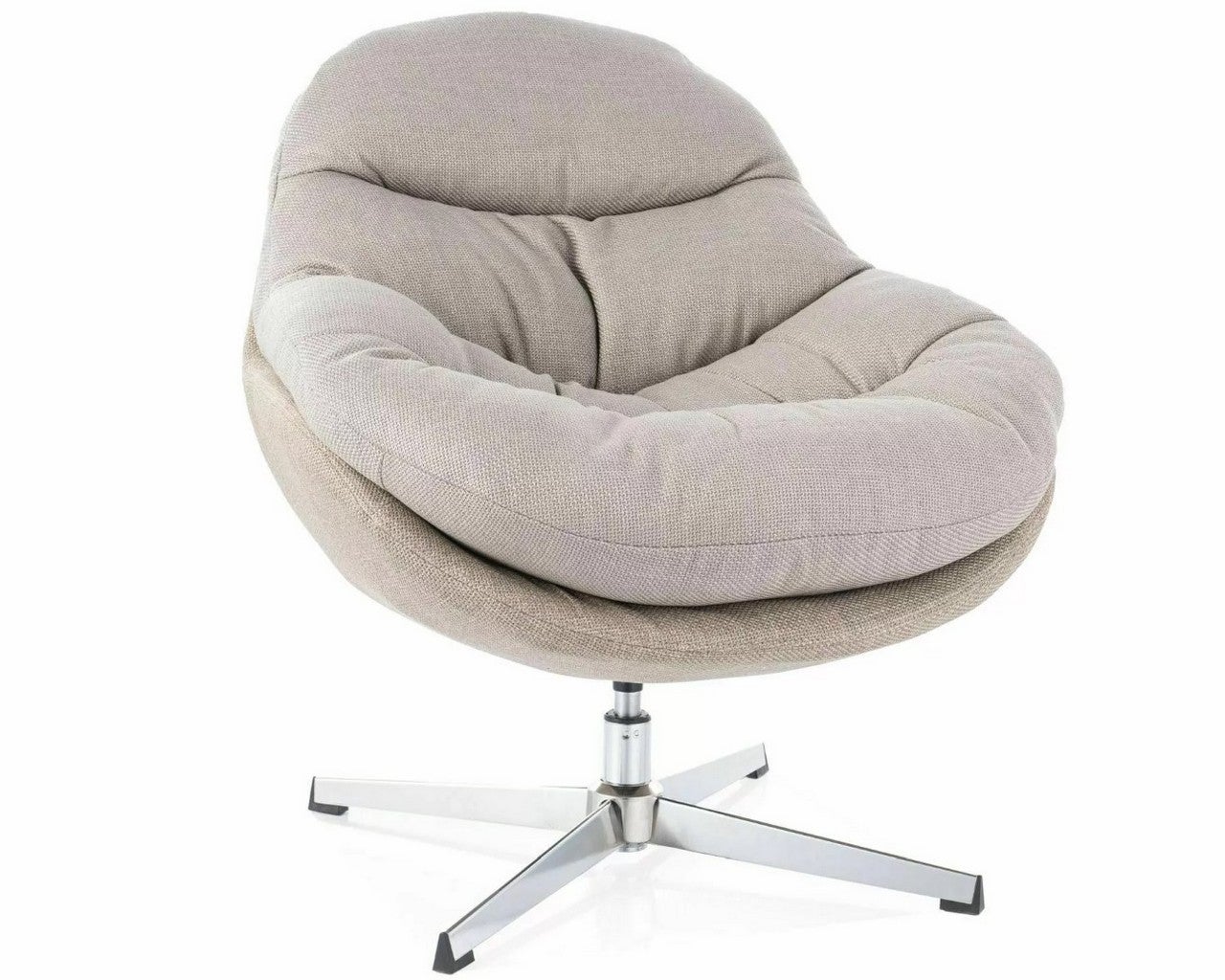 Fauteuil lounge pivotant rembourré en tissu gris et beige Spinel ...