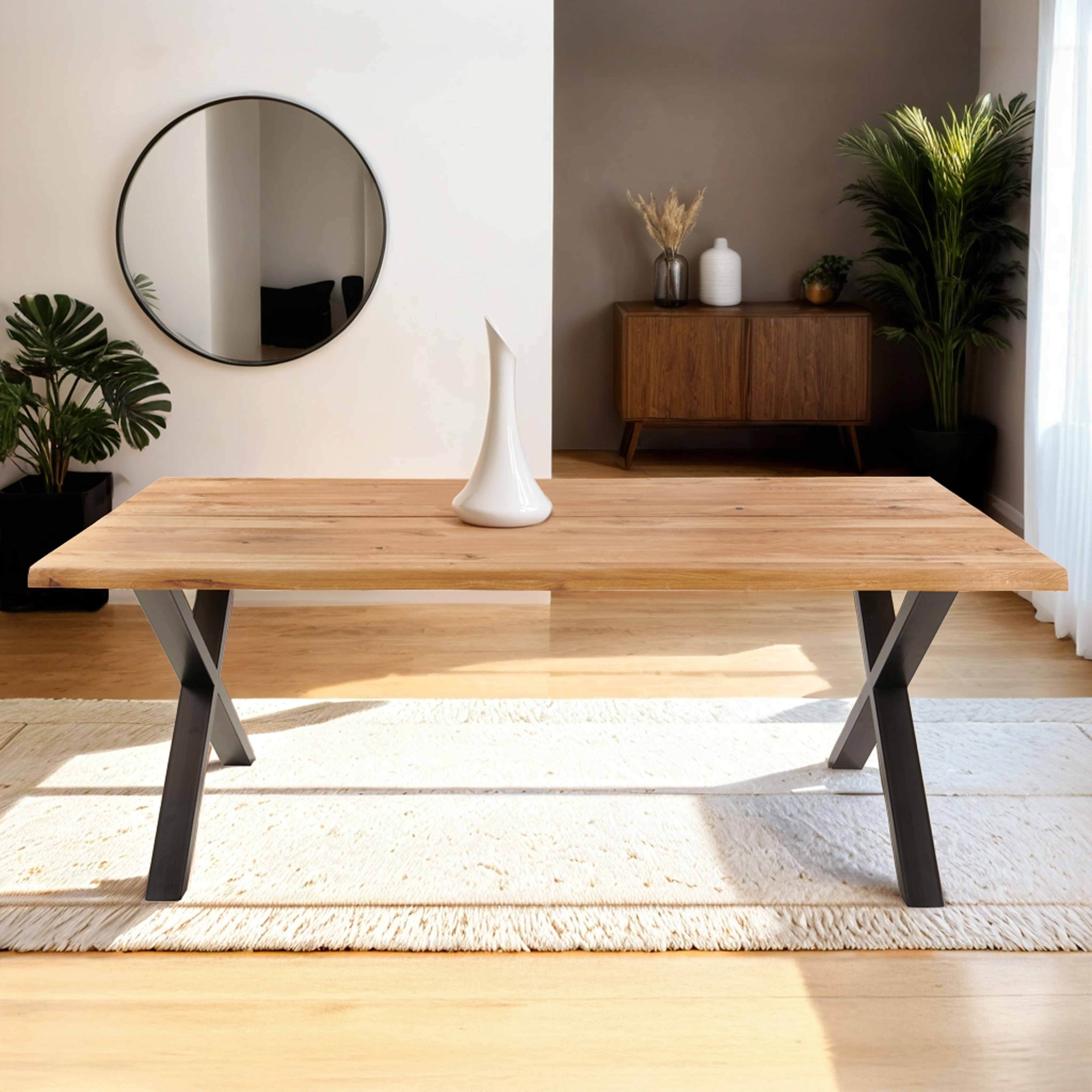 Table à manger en bois bords irréguliers 240 x 95 x 75cm | Leroy Merlin