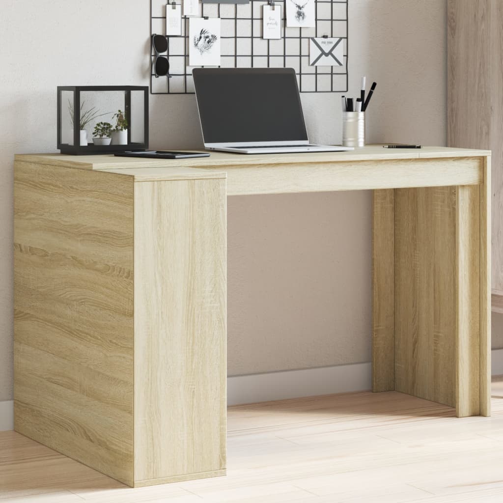 Escritorio roble Sonoma 123,5x73,5x75 cm madera contrachapada | Leroy ...