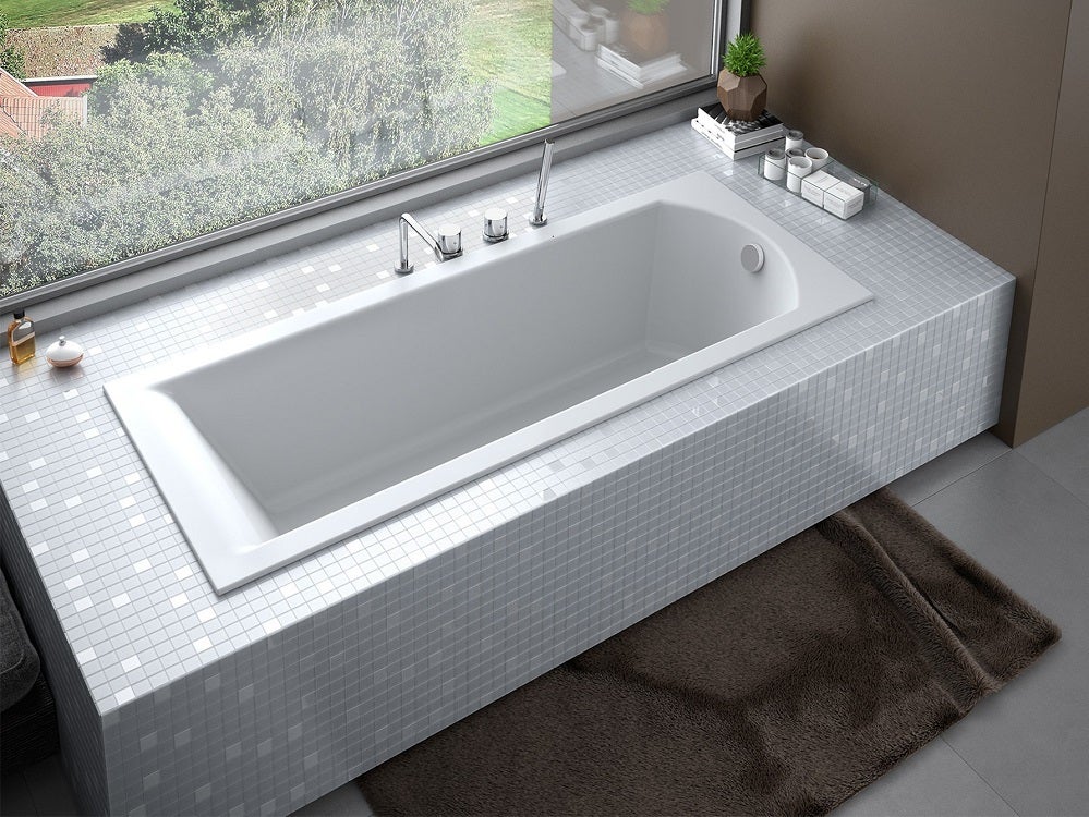 Baignoire rectangulaire à encastrer de 140 x 70 cm - BLANC - SHEA SLIM ...
