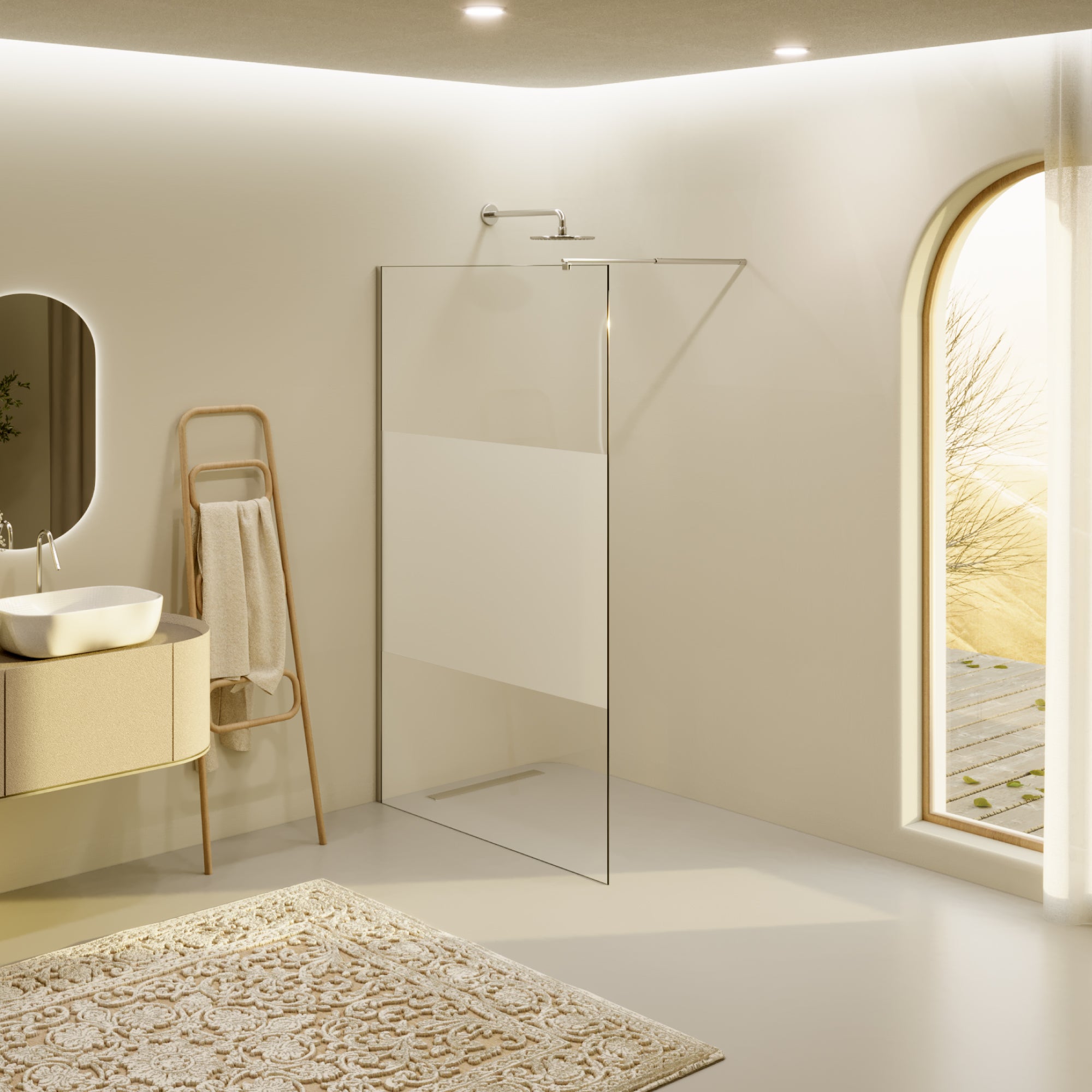 Parete Doccia Walk-In Fiona 120x200cm in Vetro Temperato Smerigliato da ...