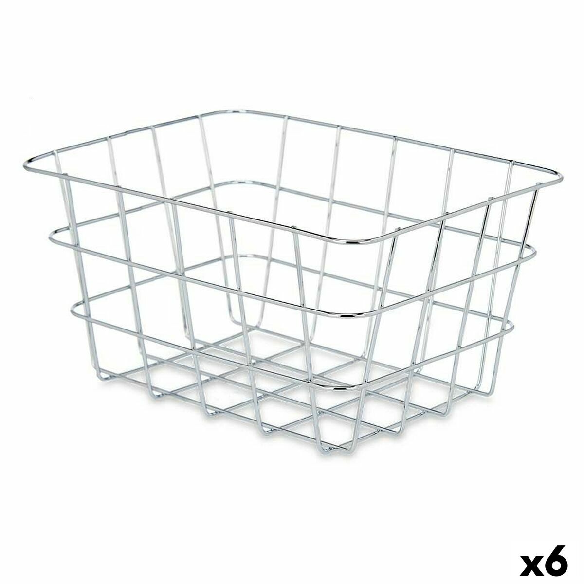 Cesta Multiusos Rectangular Plateado Metal 24 x 12,5 x 18,5 cm (6 Unidades) | Leroy Merlin