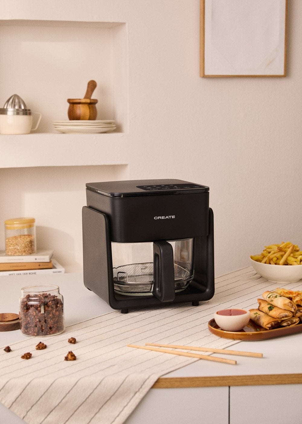 CREATE - AIR FRYER STUDIO CRYSTAL - Freidora de aire de cristal 4.2L con vaporizador opcional ...