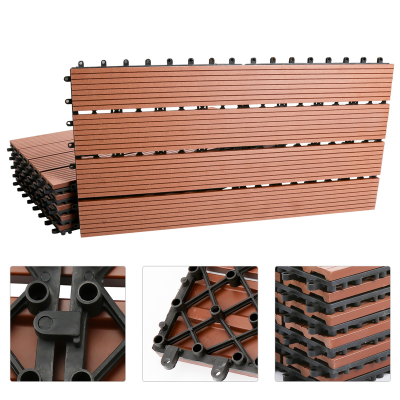 12x Dalle terrasse composite effet bois Dalles de Jardin clipsables en Bois Composite WPC 60 x ...