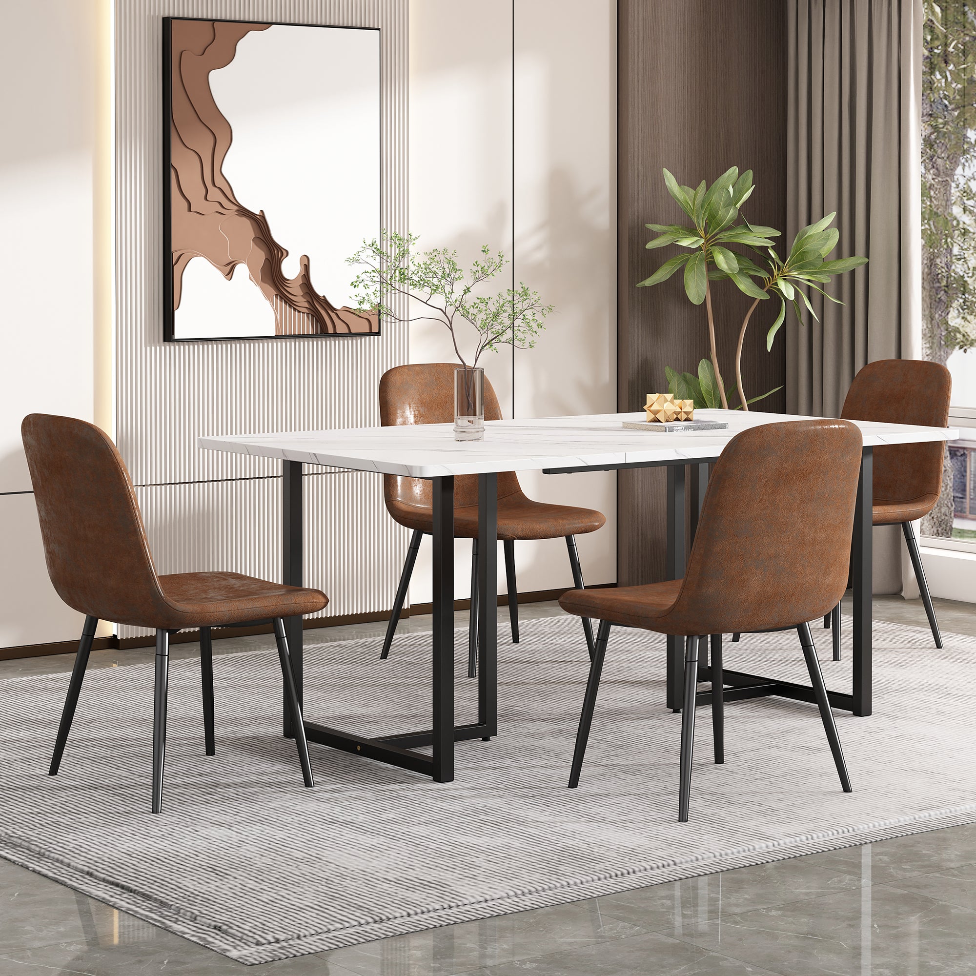 Mesa de comedor para 4 a 6 cubiertos con motivos de mármol - Patas ...