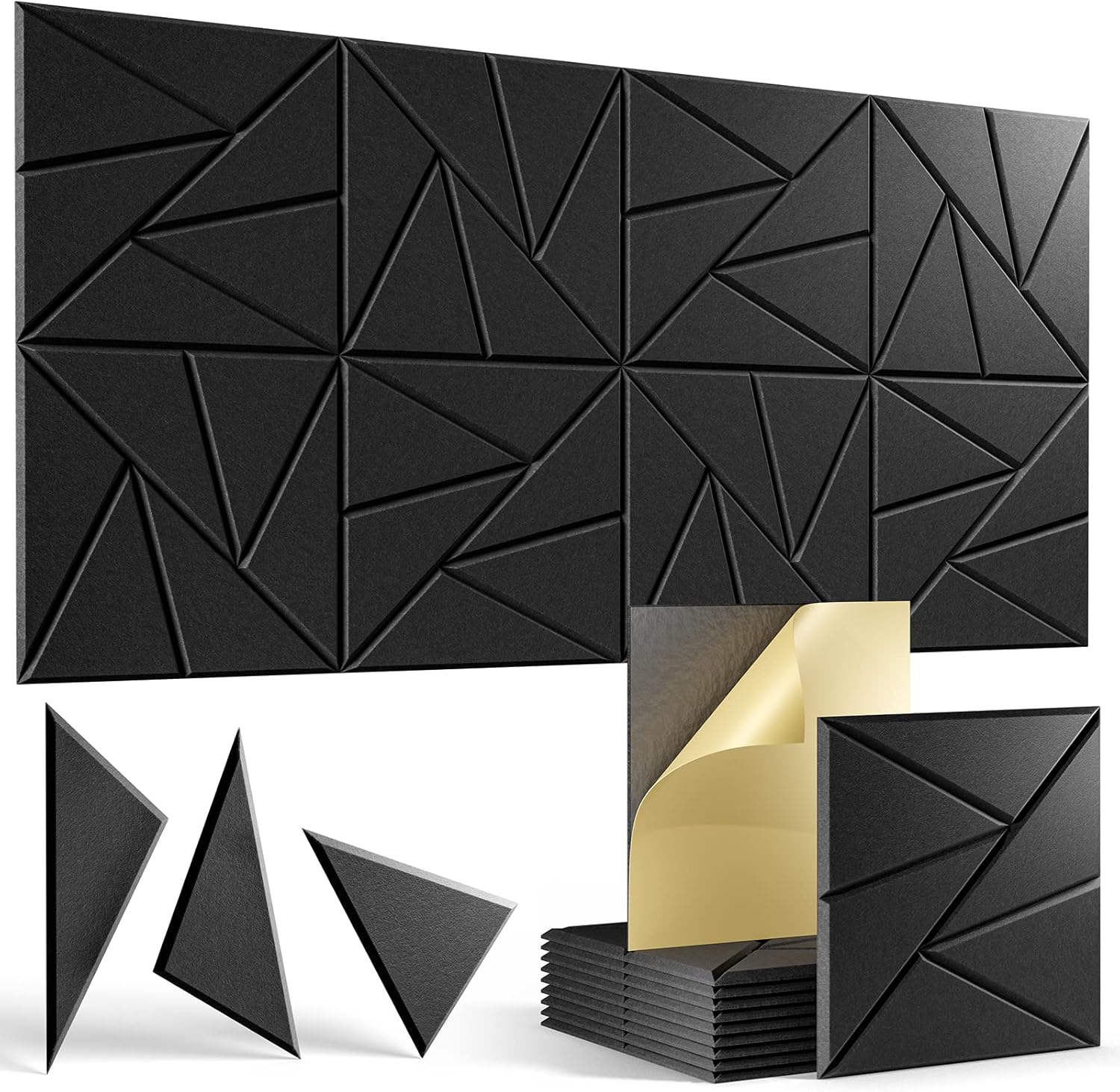 12 paneles acústicos autoadhesivos, paneles de pared insonorizados de ...