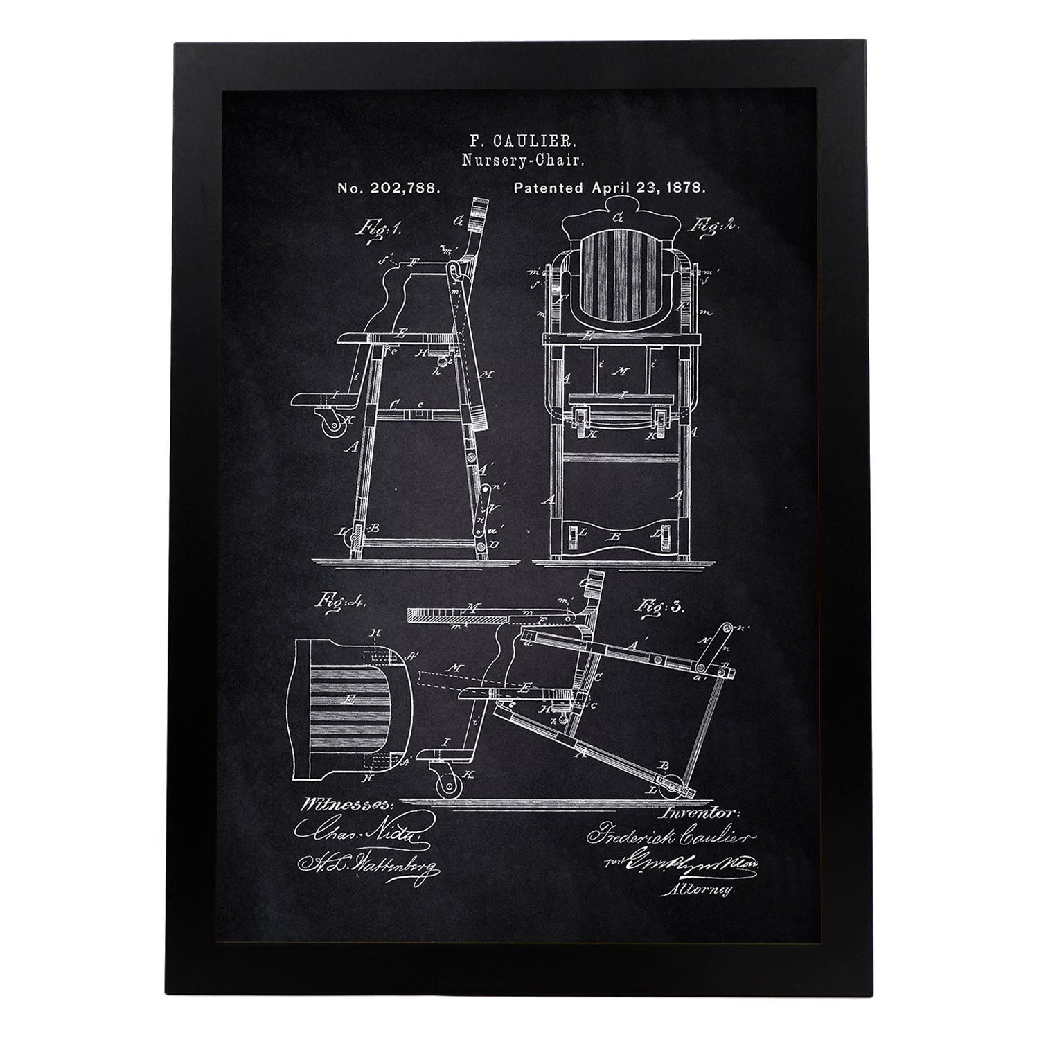 Affiche De Brevet Trona À Manger. Perte Avec Old Patent Design Black ...