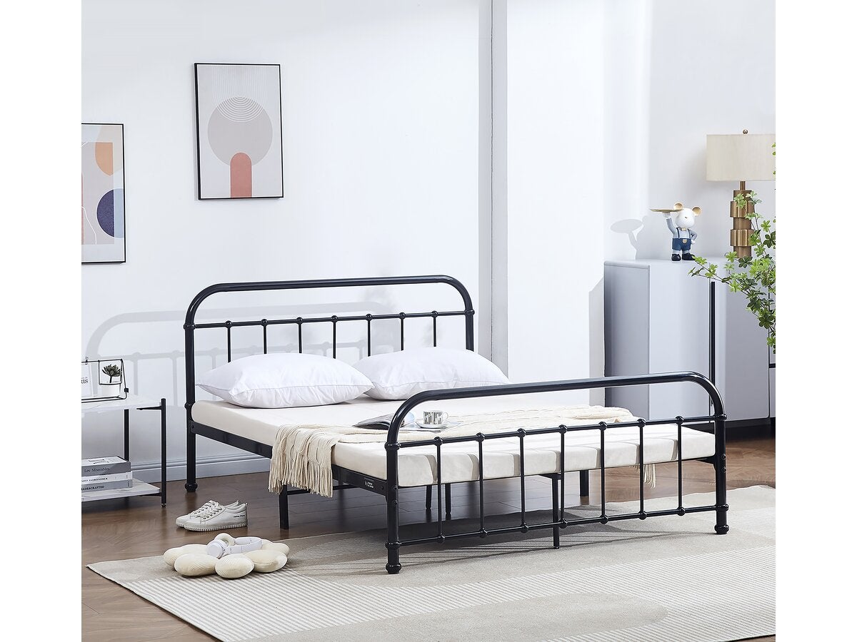 Lit double en métal "HAVIN" -140 x 190 cm - Noir | Leroy Merlin