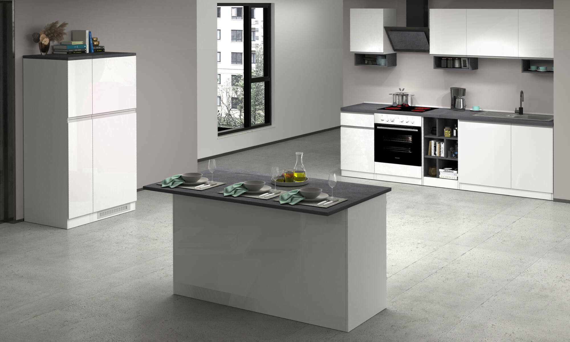 Cocina completa Bastien, Conjunto de cocina modular, Cocina modular con múltiples elementos, 100 ...