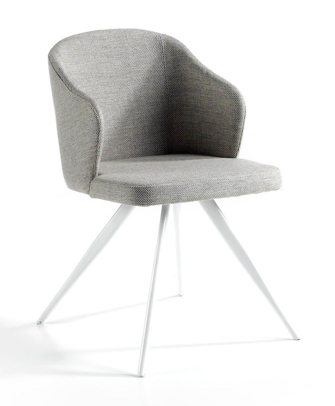 Silla de tela gris mate y patas de acero blanco - Juego de 2-Color DUO ...
