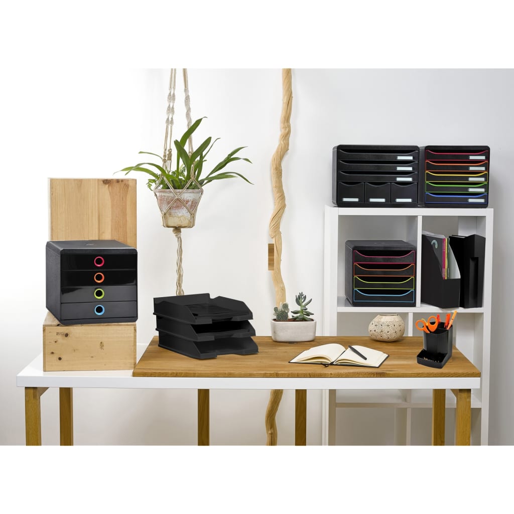 Maison Exclusive Set de tiroirs de bureau Big-Box Black Office 4 ...