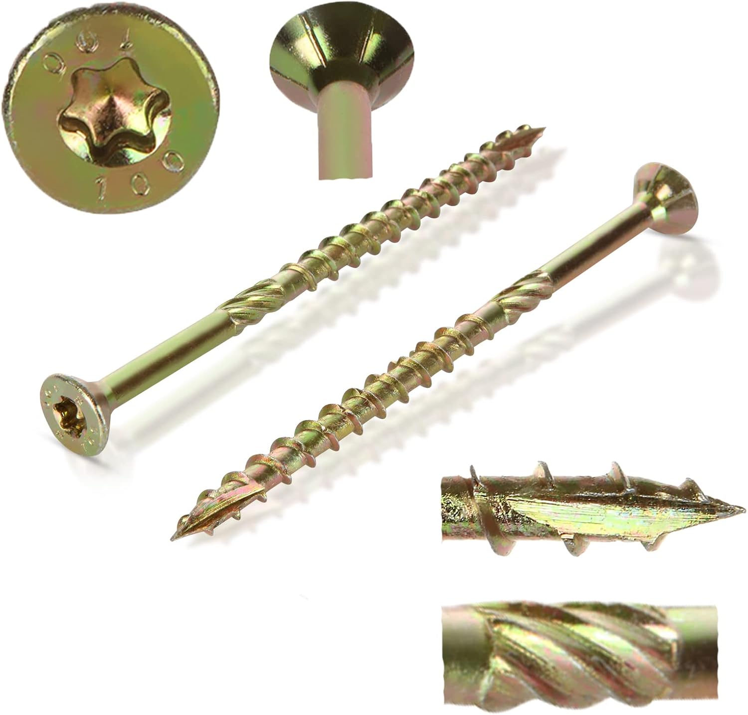 Lot de 50 Vis à Bois Torx Ø6x100mm - Vis Zinguées Jaunes pour Panneaux ...