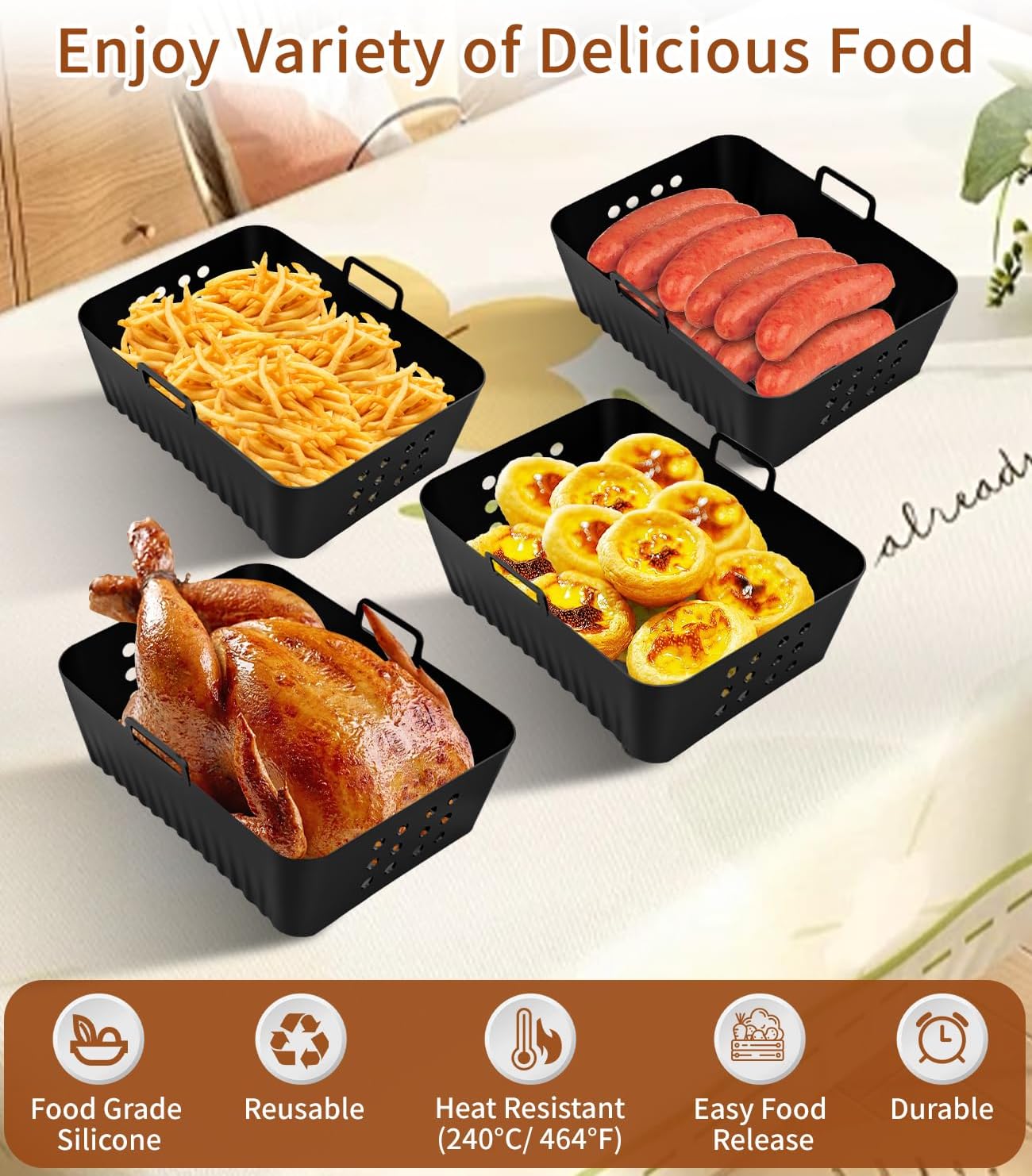 Lot de deux moules en silicone, adaptés à la friteuse à air chaud Ninja ...