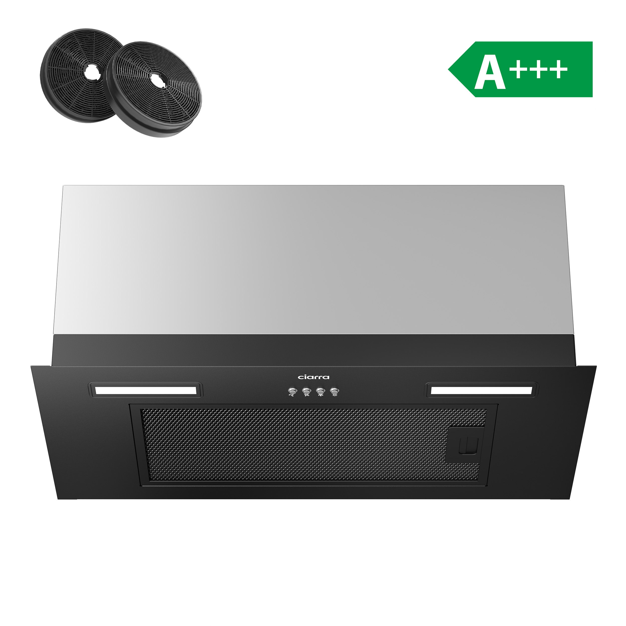 CIARRA Hotte Groupe Filtrant 60cm 650m3/h A+++ 3 Vitesses Recyclage ou ...