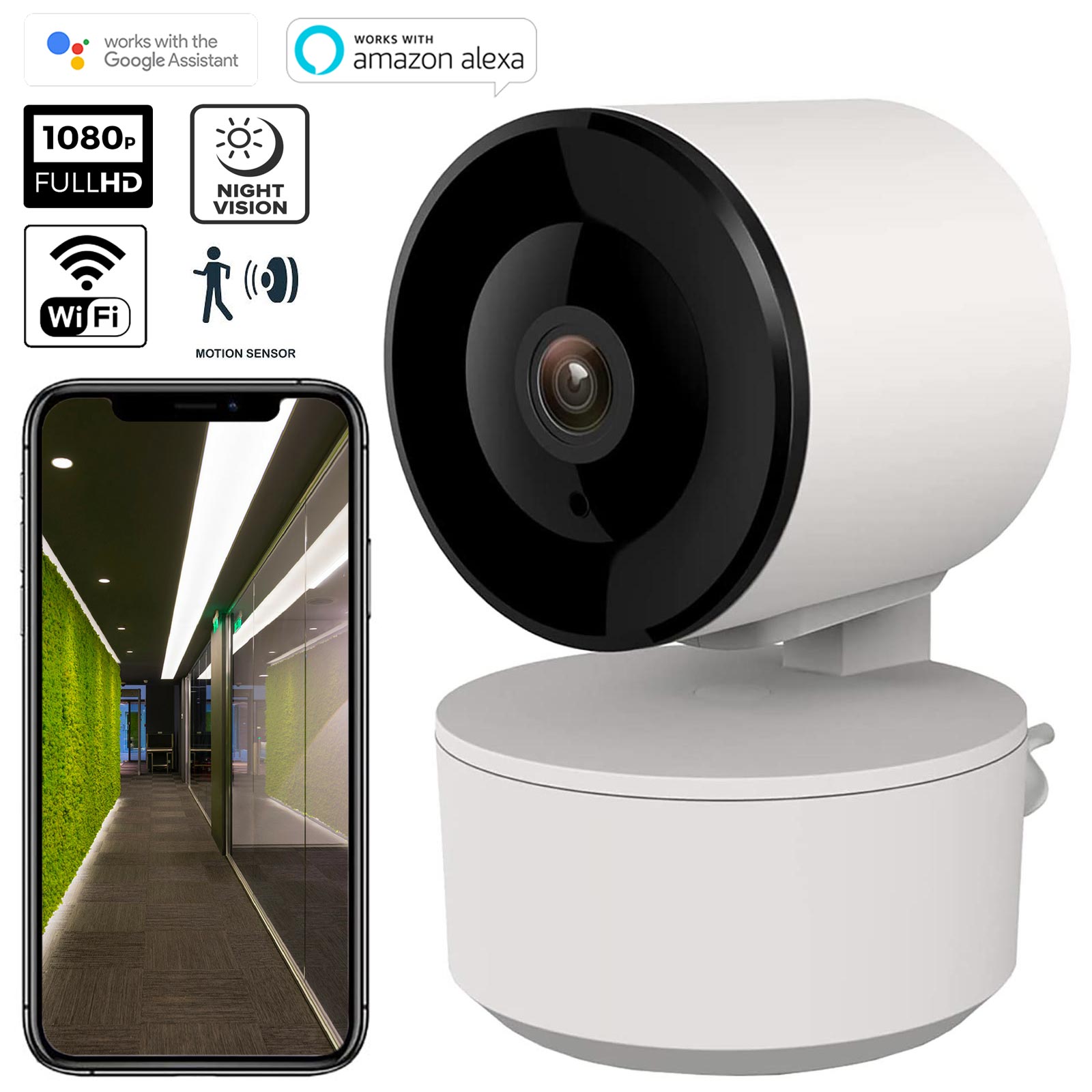 FHD 1080P WiFi Caméra de surveillance motorisée Grand angle 3,6 mm IP ...
