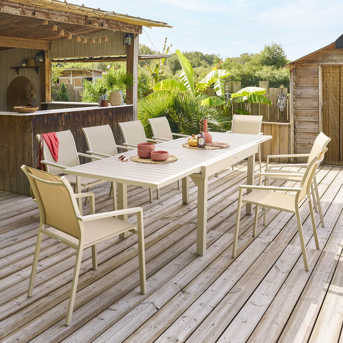 Table de jardin extensible "Piazza" argile 10 places en aluminium ...