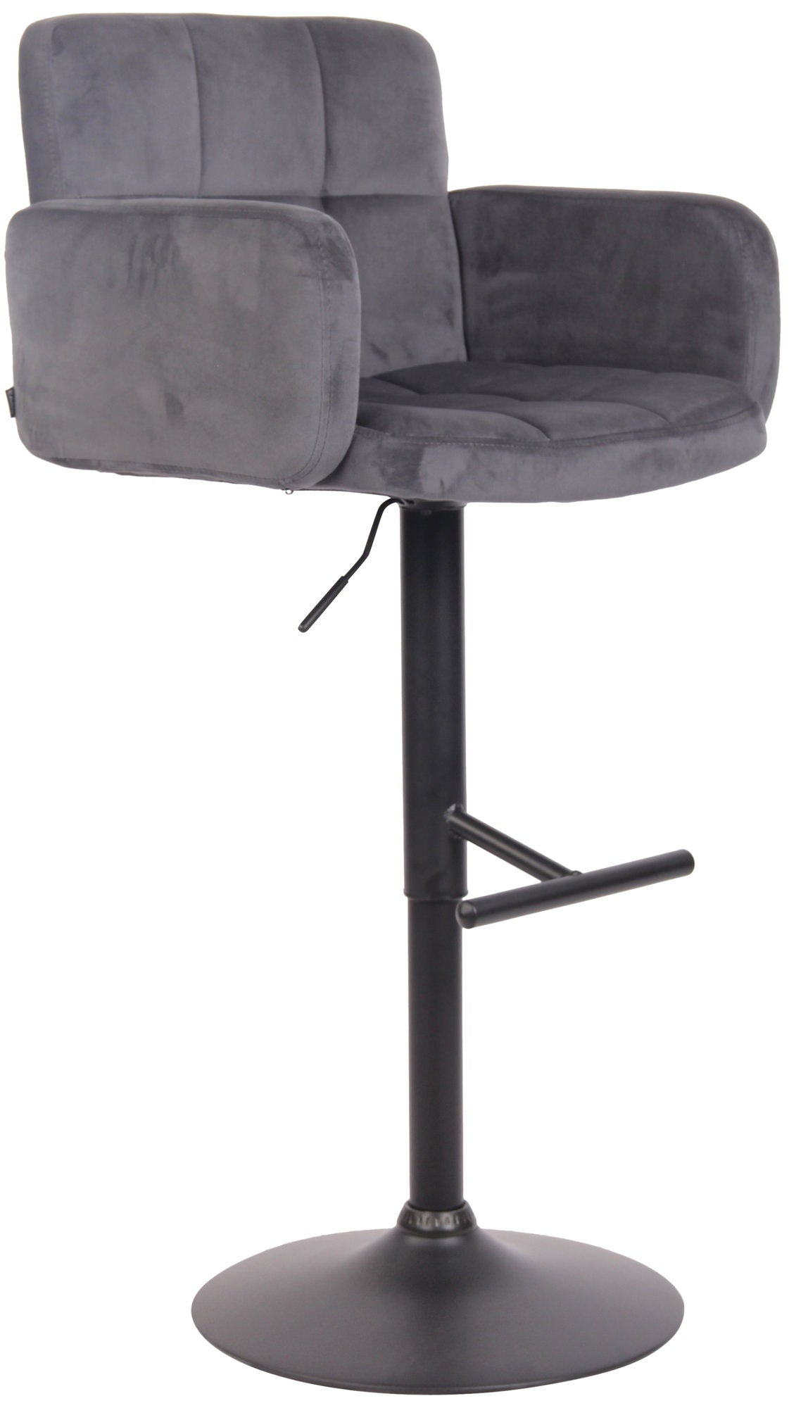 Tabouret de bar pivotant en velours gris foncé et métal noir avec ...