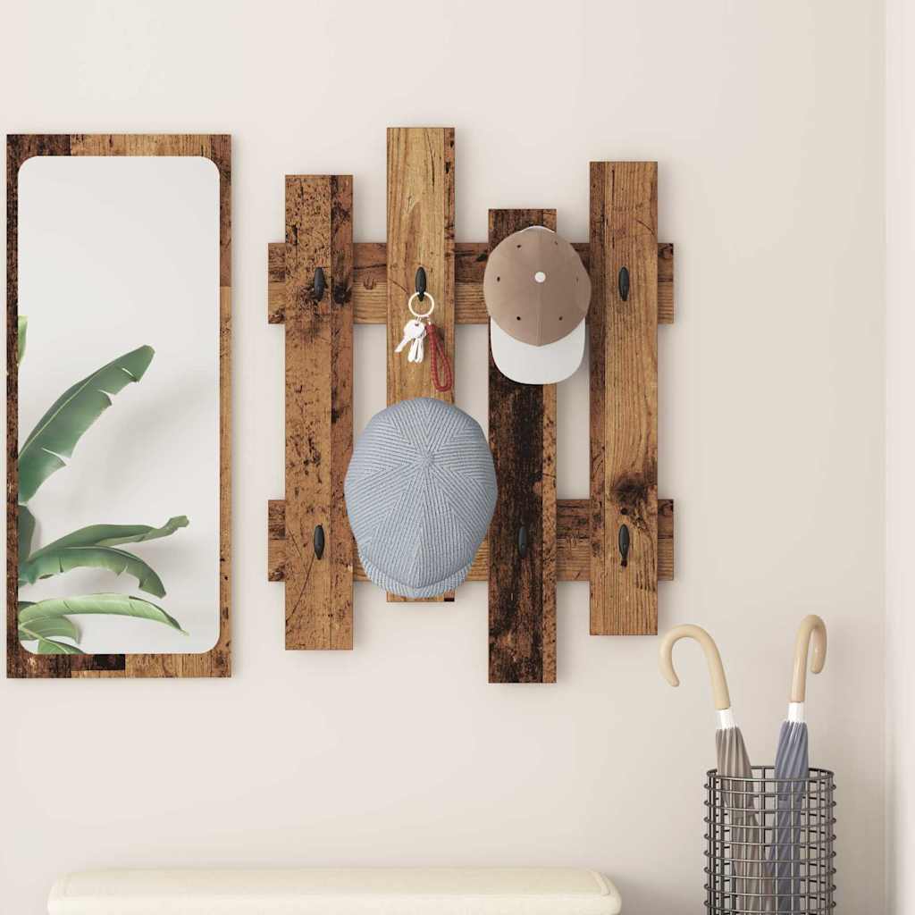 Maison Exclusive - Perchero de pared Madera vieja 60 x 3 x 82 cm ...