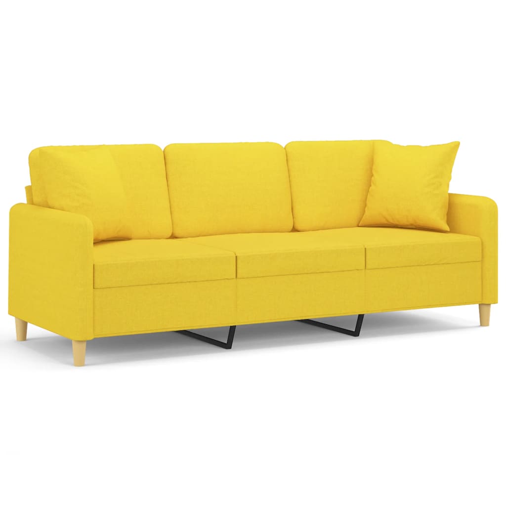 Sofá de 3 plazas con cojines tela amarillo claro 180 cm | Leroy Merlin