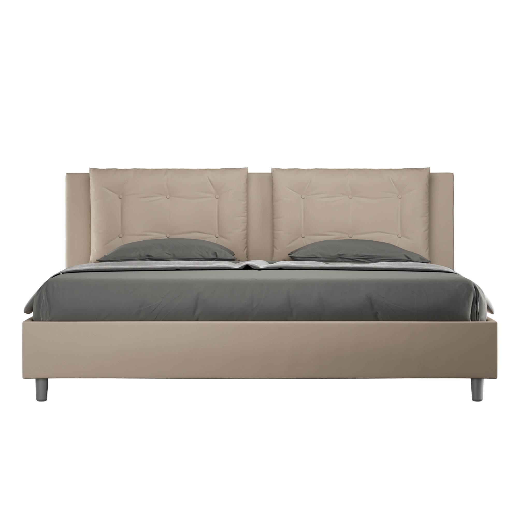 Lit king size avec sommier rembourré 200x210 similicuir taupe Annalisa ...