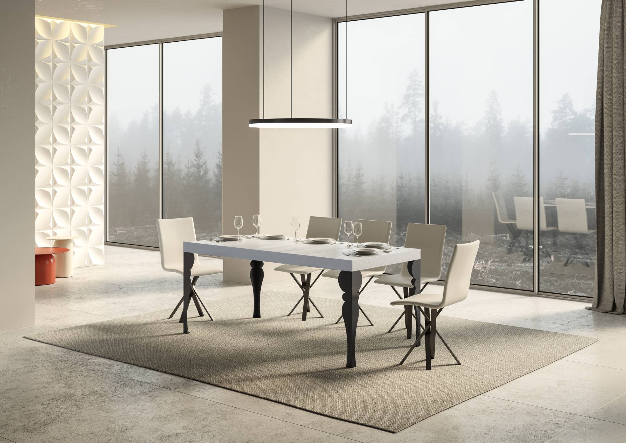 Table extensible 90x160/264 cm Paxon Premium Frêne Blanc structure ...