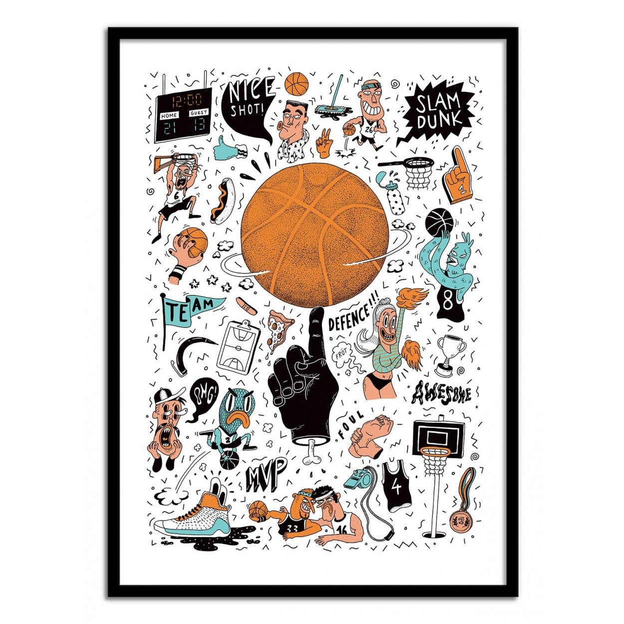 Art-Poster - Basketball - Sarah Matuszewski - avec cadre noir 30 x 40 ...
