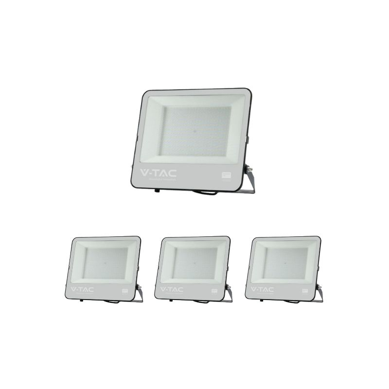 Lot de 4 Projecteurs LED Extérieurs 200W IP65 Samsung Chip Noir V-TAC ...