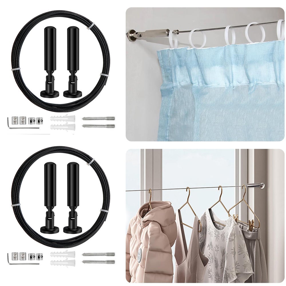 Lot de 2 tringles à rideaux en acier inoxydable 304, 5 mètres, avec ...