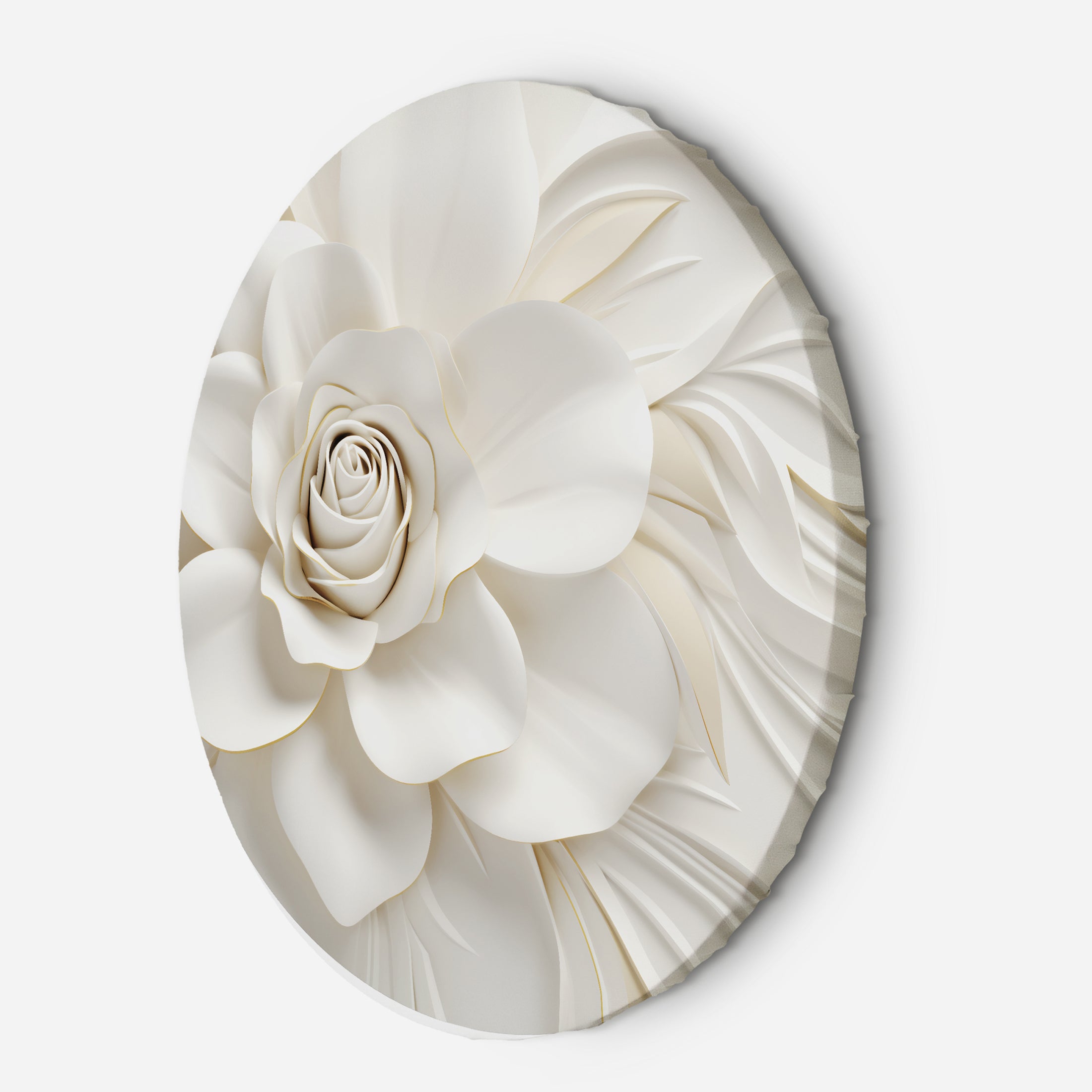 Tableau sur toile, Image circulaire Fleur blanche en 3D 80x80 | Leroy ...