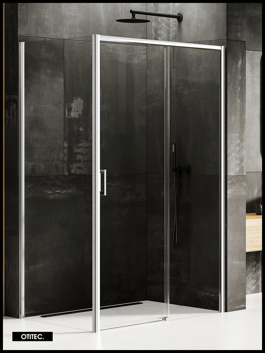 Porta doccia con panello laterale (apertura dall'angolo) - 150 x 70 x ...