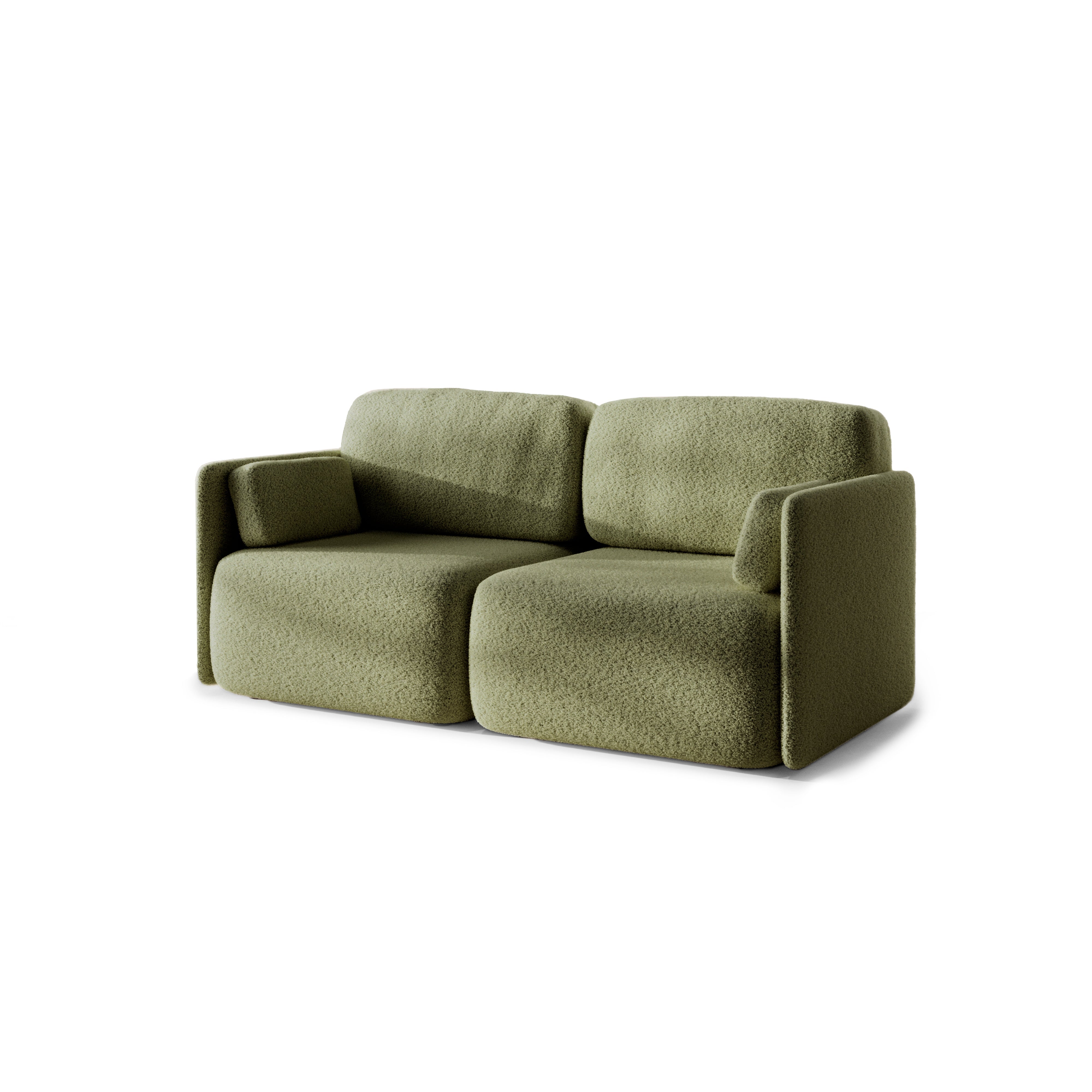 Canapé de 2 modules vert forêt bouclé, accoudoirs fins, 90x96x192 ...