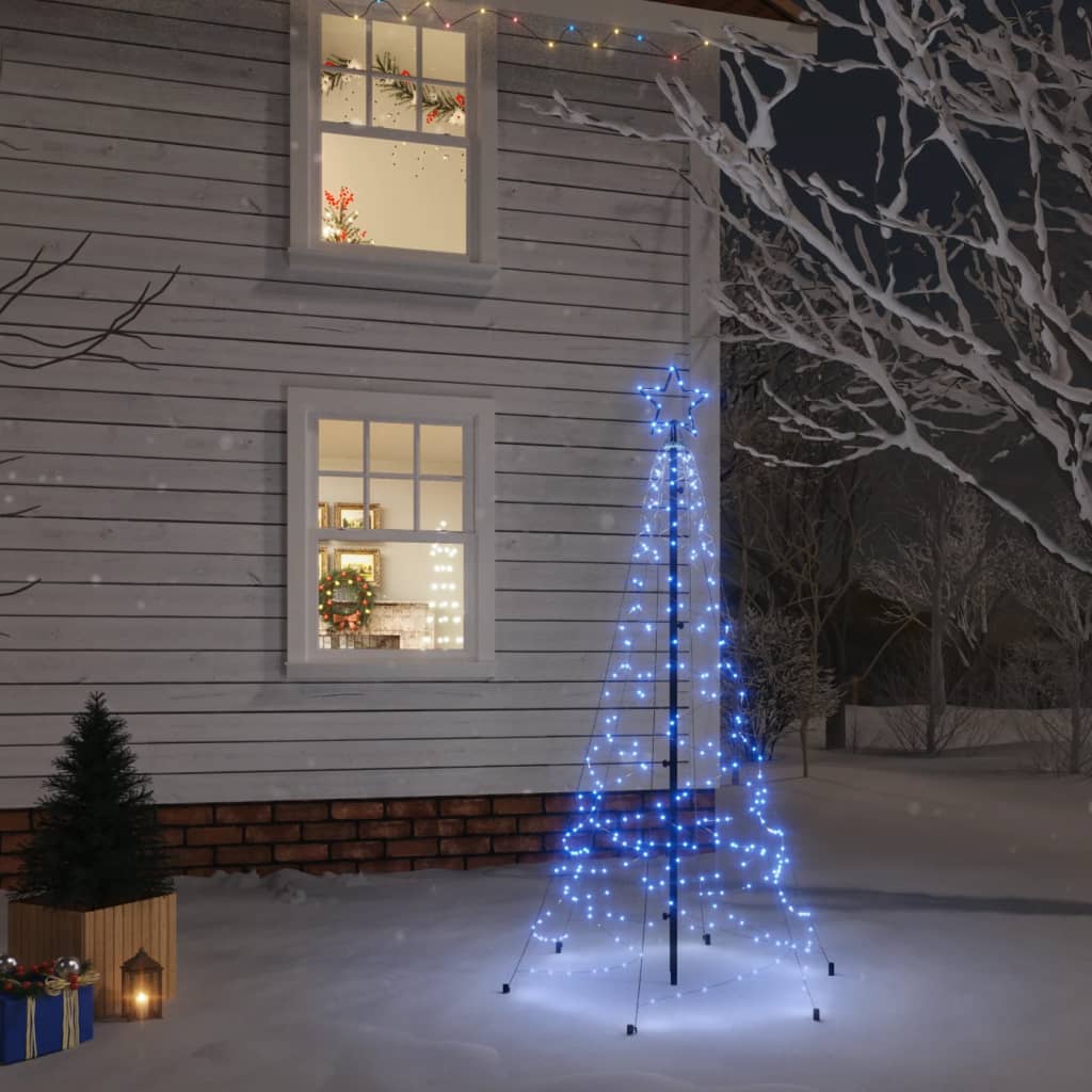 Sapin de Noël avec piquet Bleu 200 LED 180 cm vidaXL | Leroy Merlin