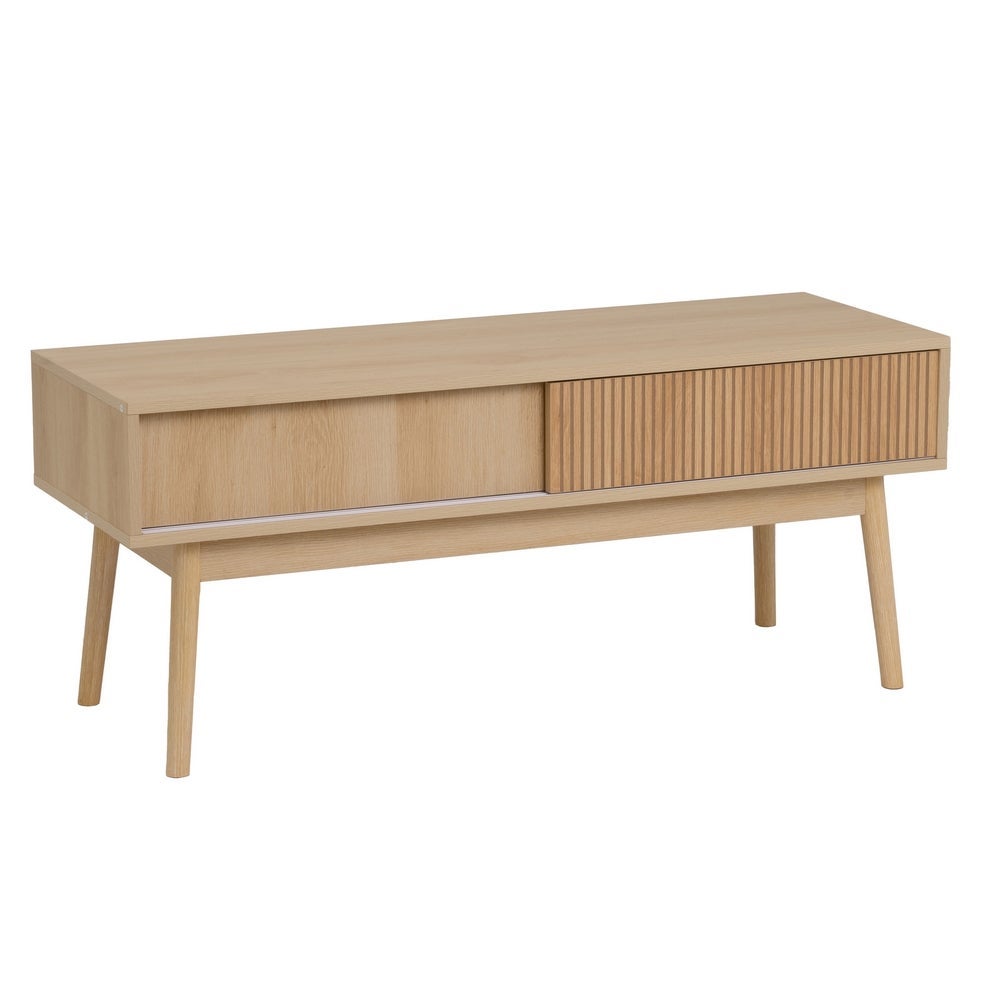 Mobilier TV en MDF naturel avec 2 portes coulissantes 115x40x48 cm ...