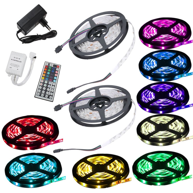 Kit 2 Bandes Led Rgb Lumière Multicolore 10 M Avec Télécommande 44 ...