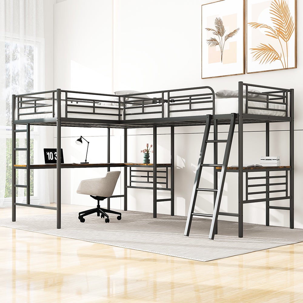 Lit superposé 90x200 cm Lit Simple table sous le lit escalier double ...