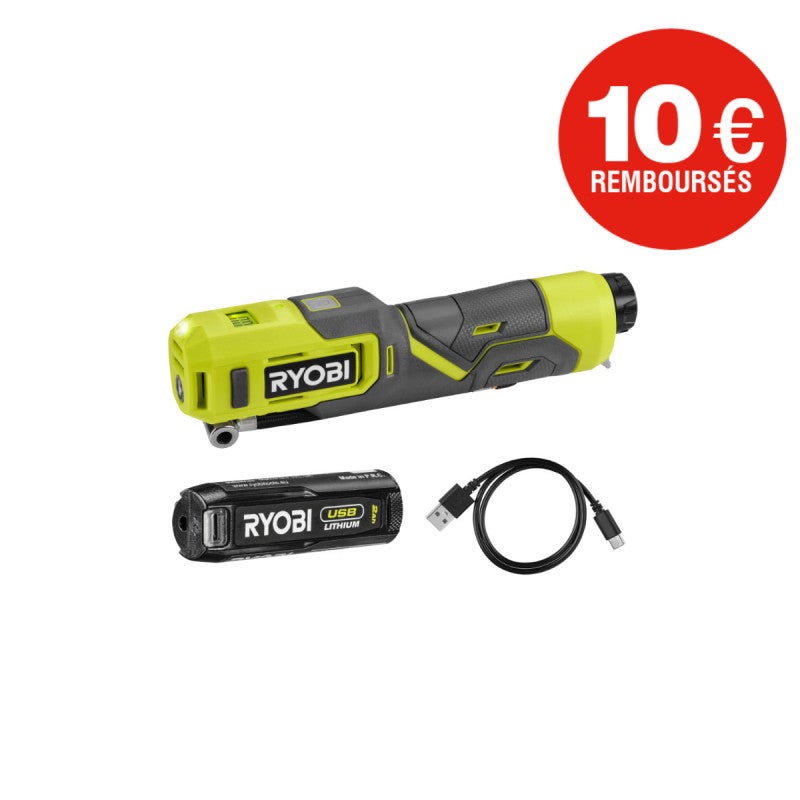 Gonfleur RYOBI 4V USB Lithium - 6,9 bars - 1 batterie 2,0Ah - RI4-120G ...