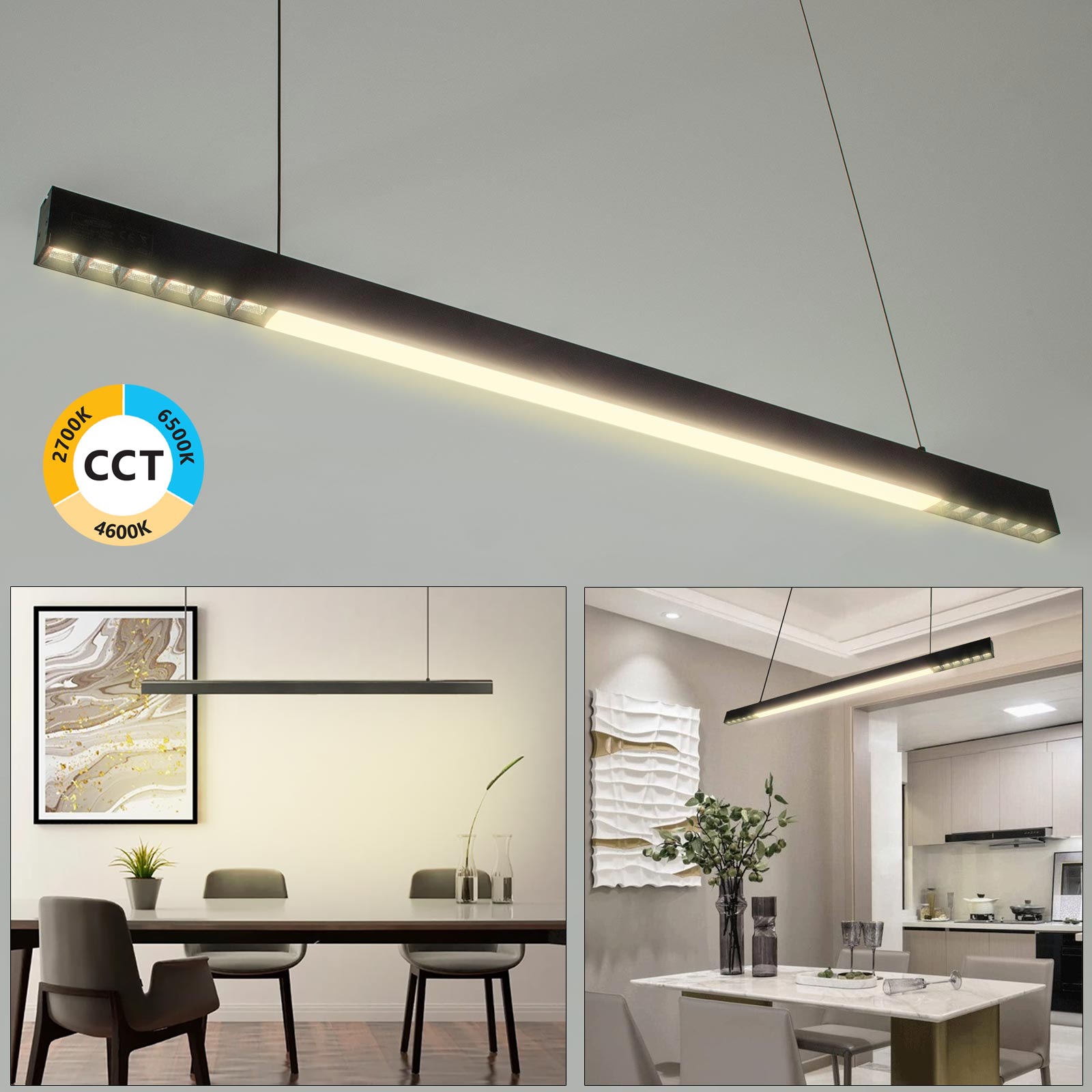 Lámpara colgante 42W CCT de 3000K a 6500K barra lineal doble LED ...