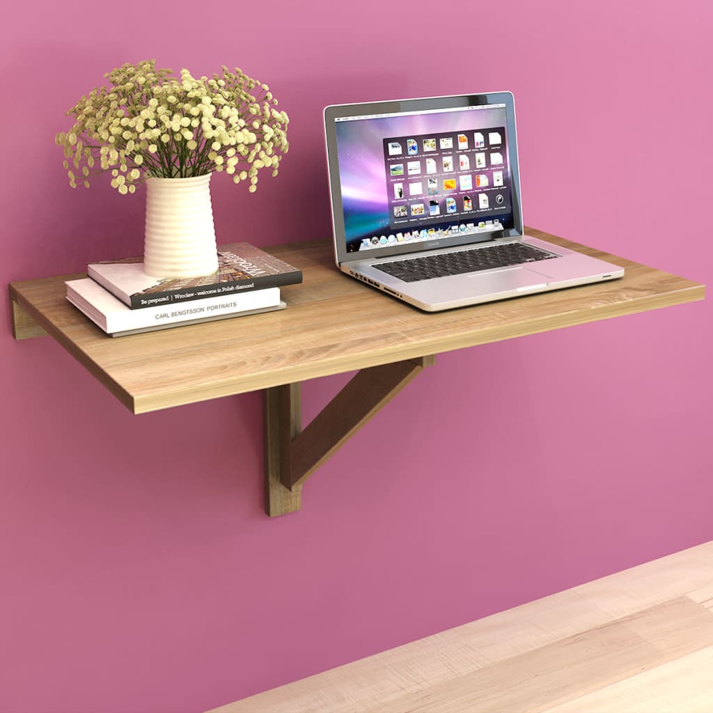 Mesa de pared plegable de roble 100x60 cm | Leroy Merlin